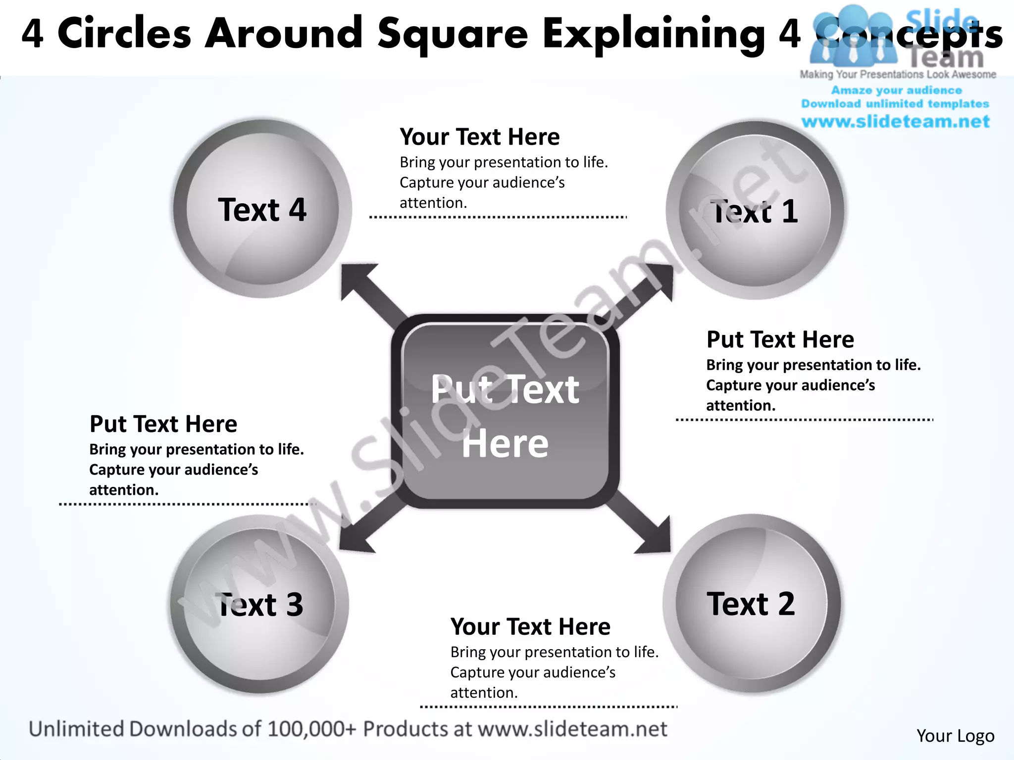 4 circles around square explaining concepts circular flow process chart ...