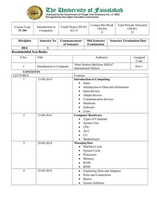 IT semester 1 course outline | DOC