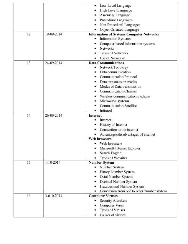 IT semester 1 course outline