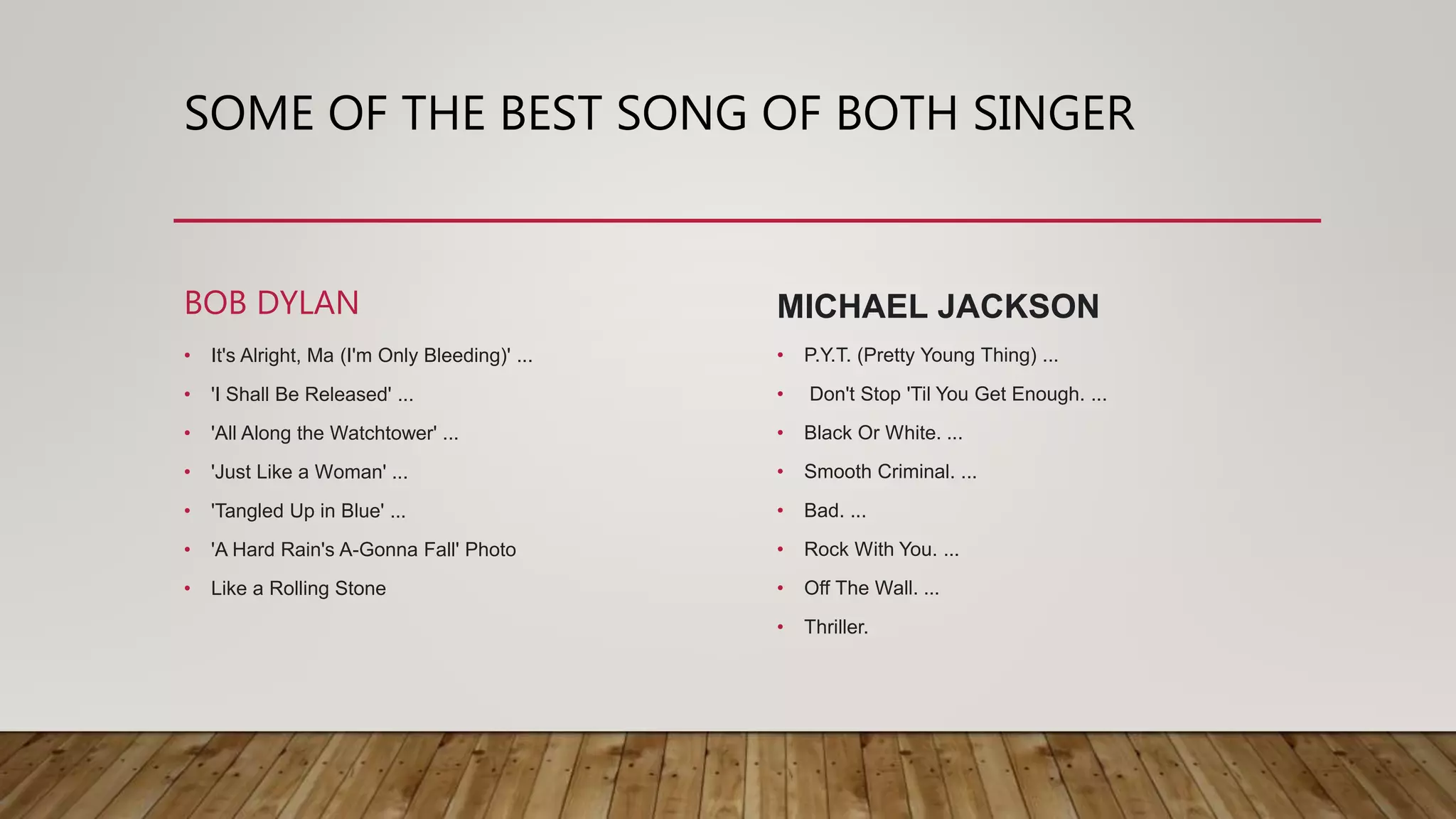 Bob dylan and_michael_jackson_presentation_ | PPTX