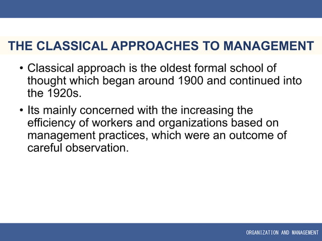classical approaches to management | PPTX | Mechanical and Industrial ...