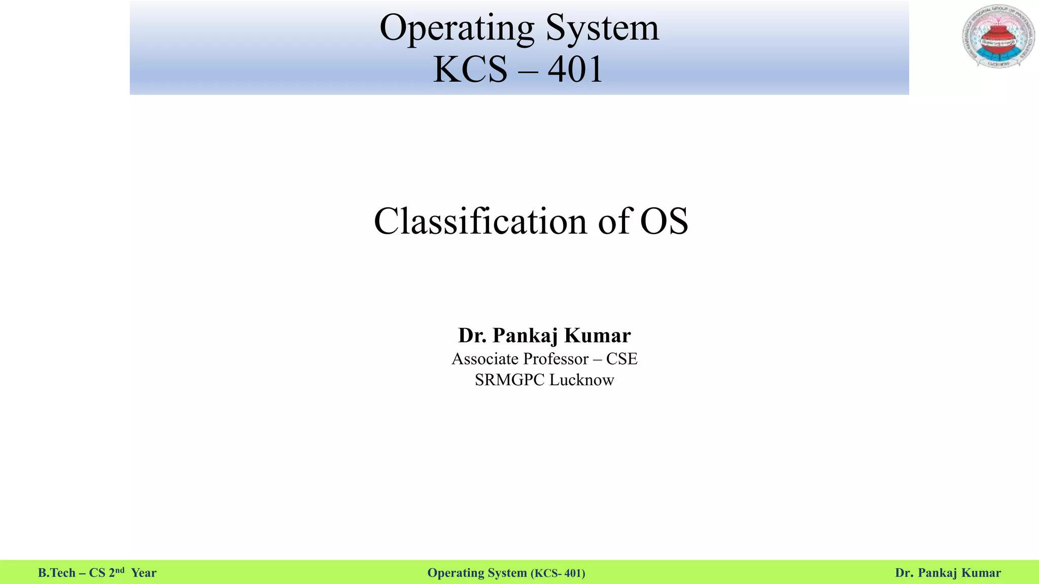 Classification Of Operating System Pptx Operating Systems Computer Software And Applications