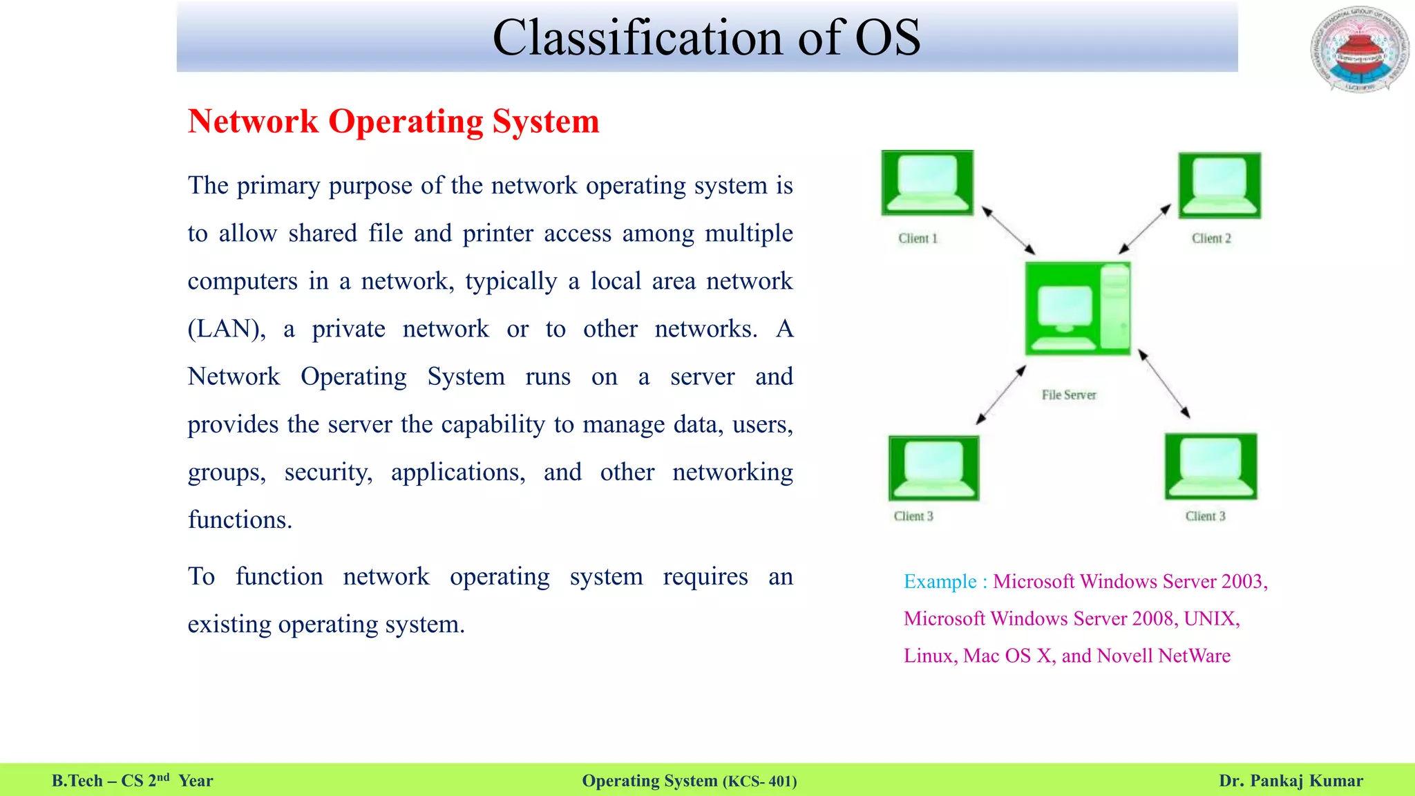 Classification of Operating System | PPTX
