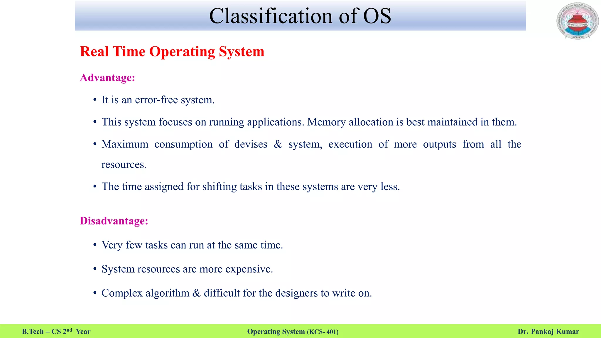 Classification of Operating System | PPTX