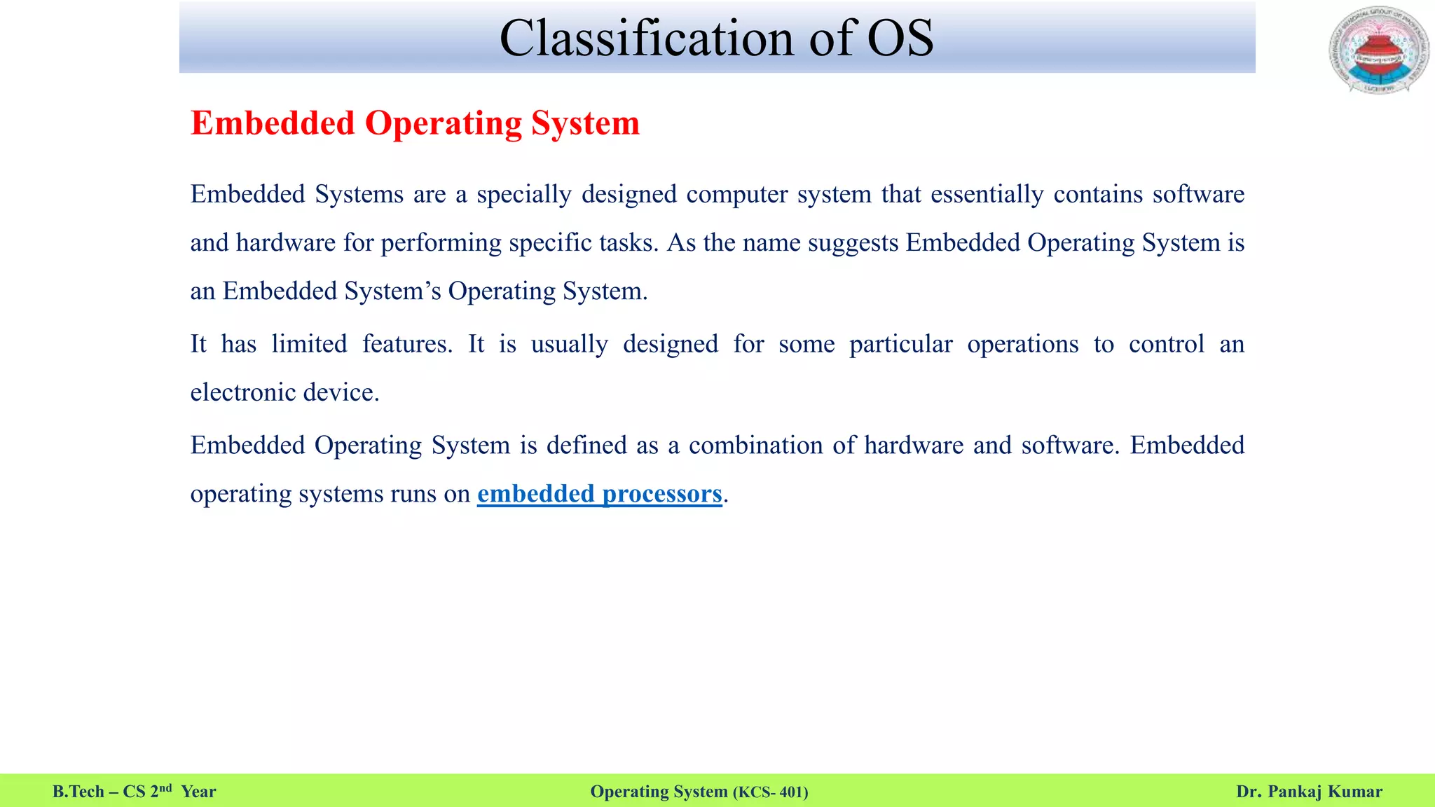 Classification of Operating System | PPTX