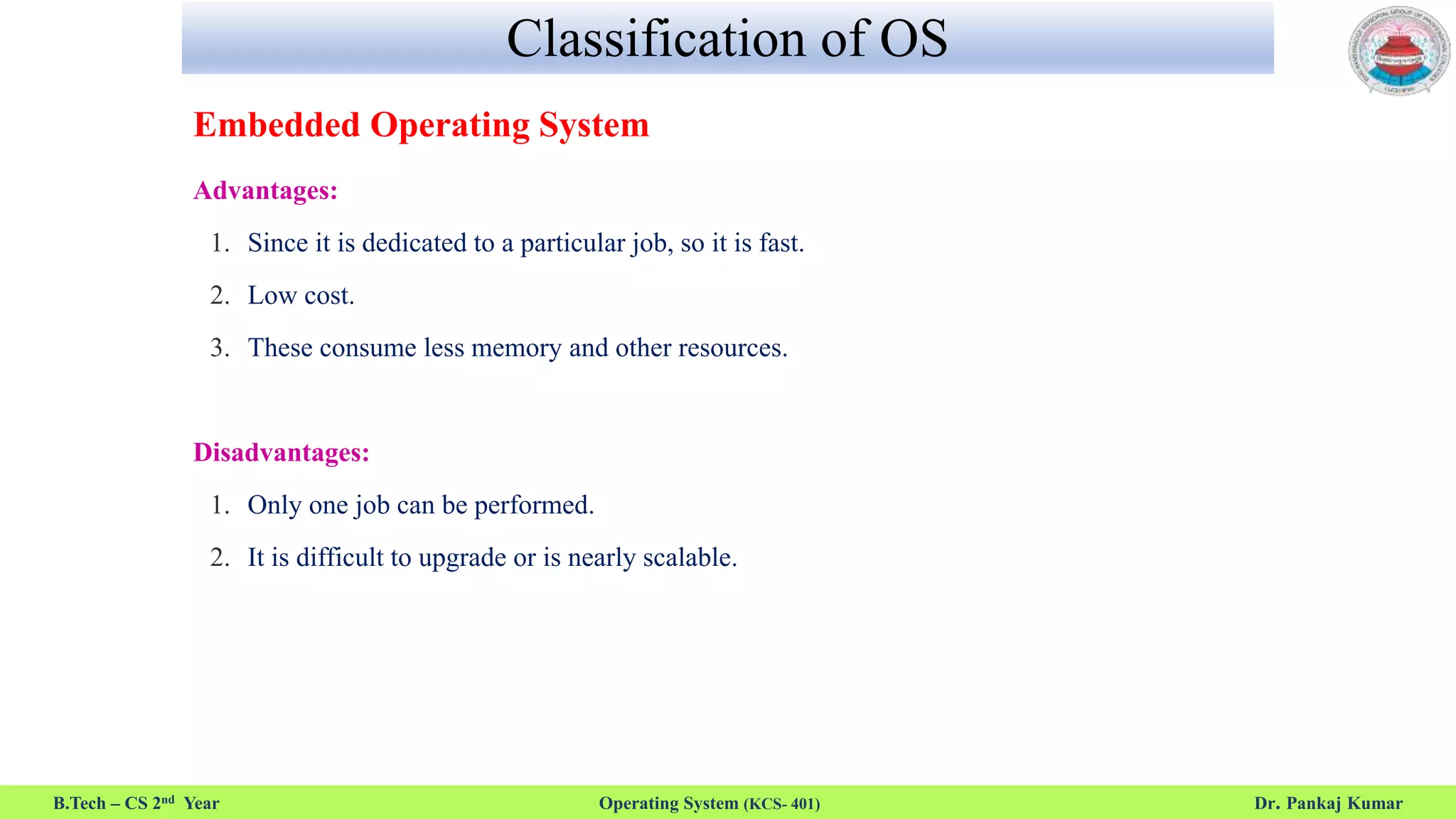 Classification of Operating System | PPTX