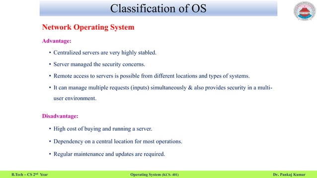 Classification of Operating System | PPTX | Operating Systems | Computer Software and Applications