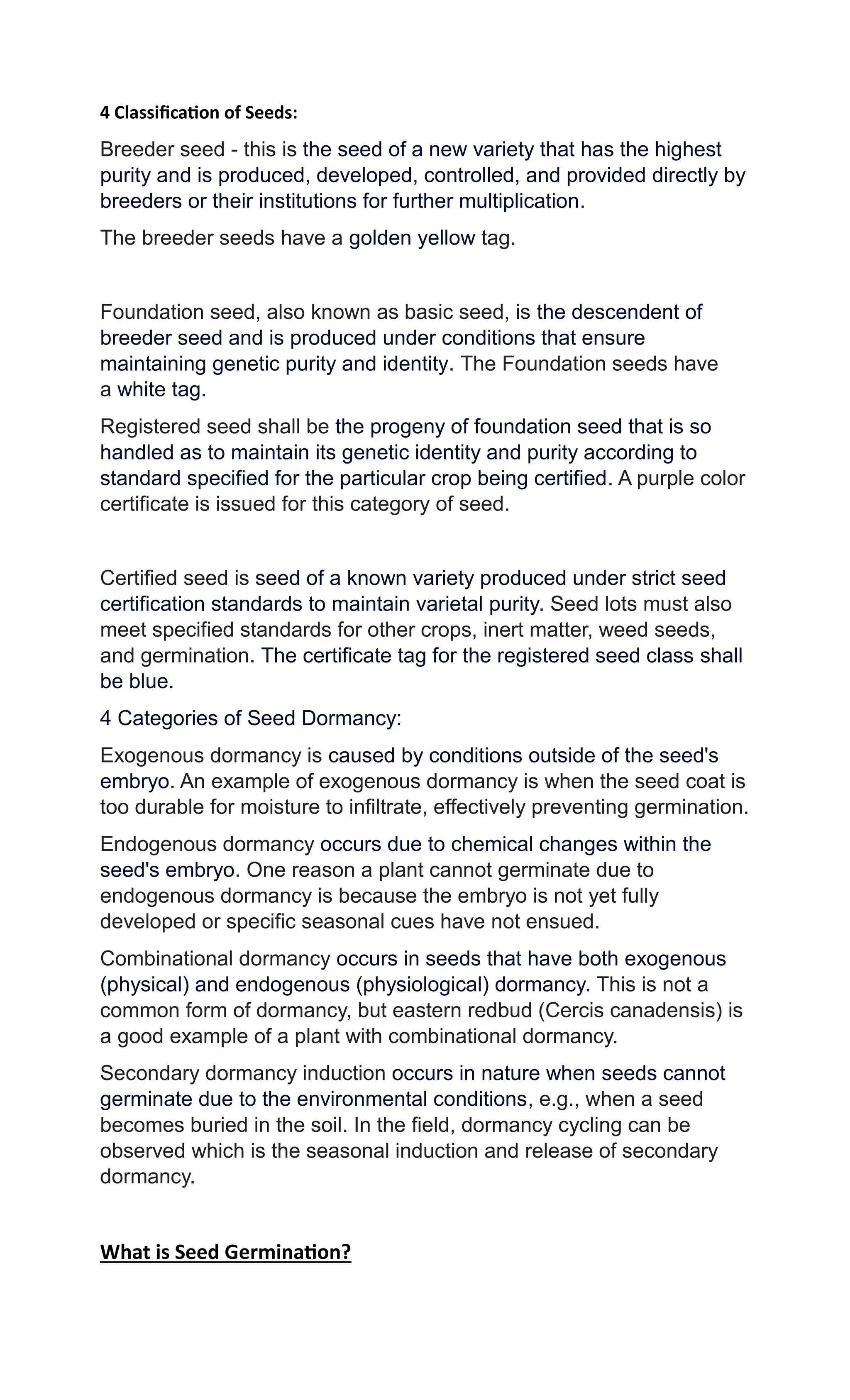 4 Classification of Seeds according to its characteristics | DOCX