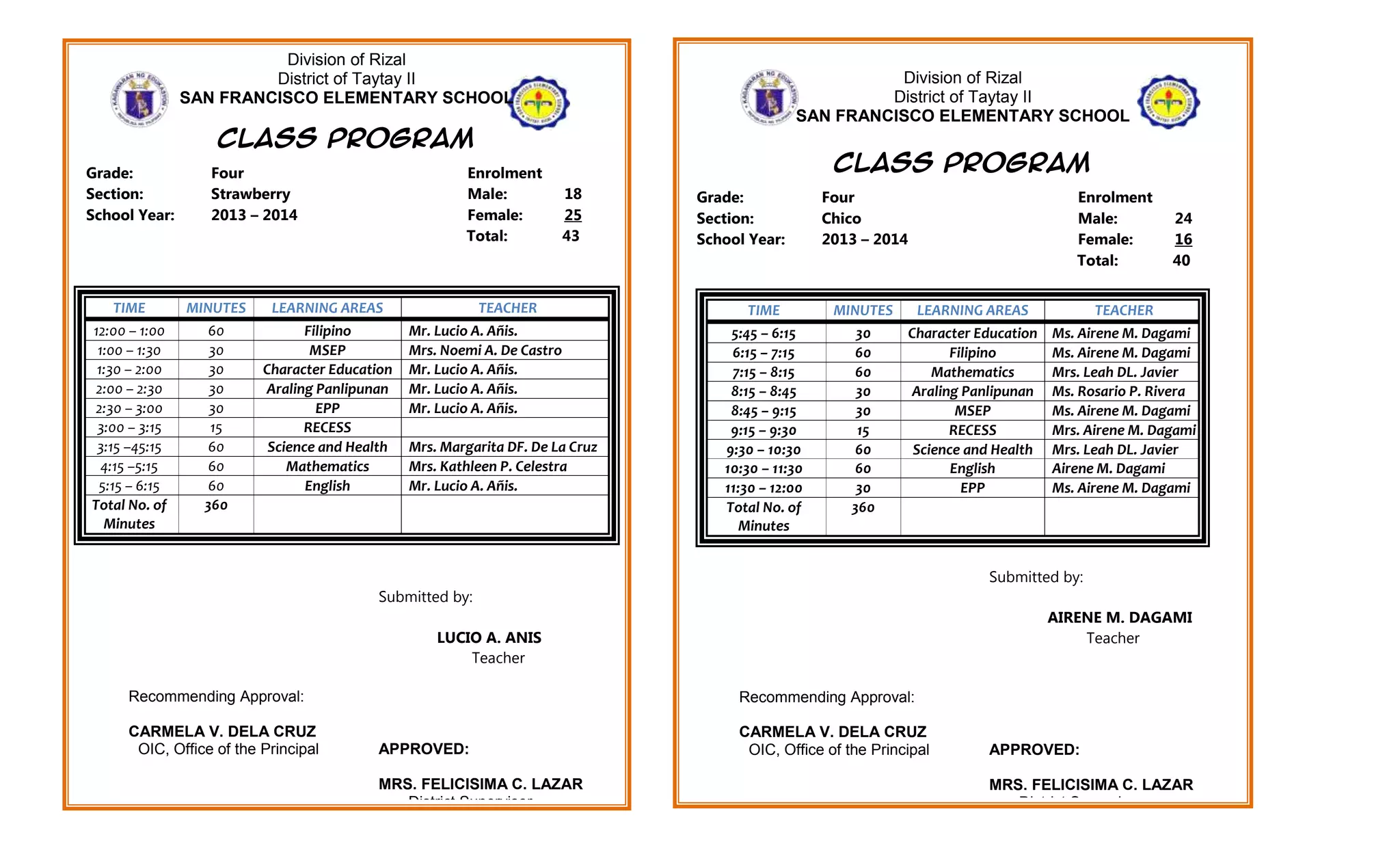 4 class program 2013 2014 | DOCX