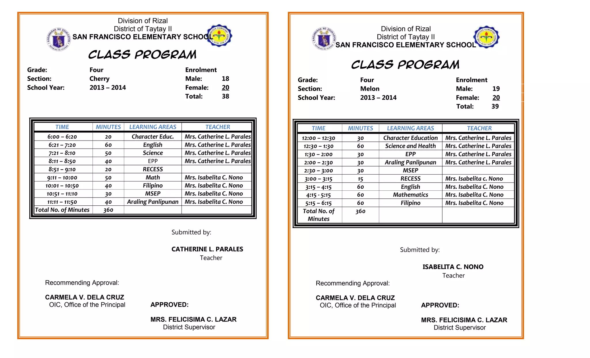 4 class program 2013 2014 | DOCX