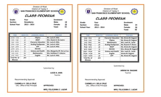 4 class program 2013 2014 | DOCX