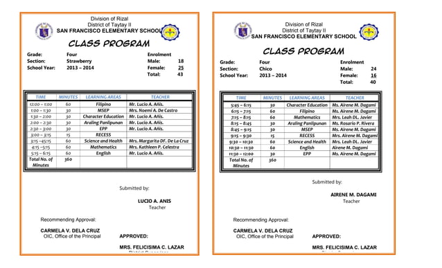 4 class program 2013 2014 | DOCX