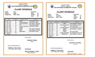 4 class program 2013 2014 | DOCX