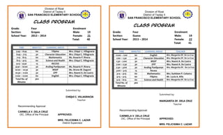 4 class program 2013 2014 | DOCX
