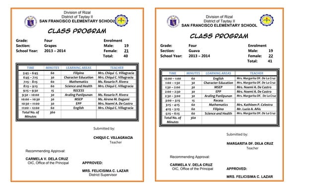 4 class program 2013 2014 | DOCX