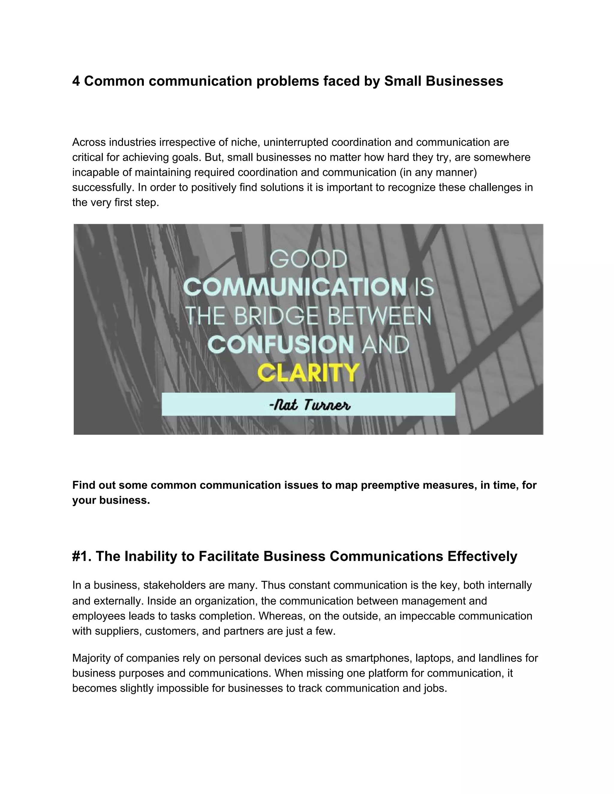 4 common communication problems faced by small businesses | PDF