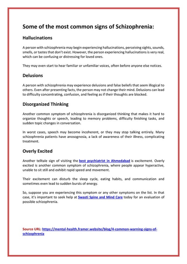 4 Common Warning Signs of Schizophrenia.pdf | Mental Health | Diseases ...