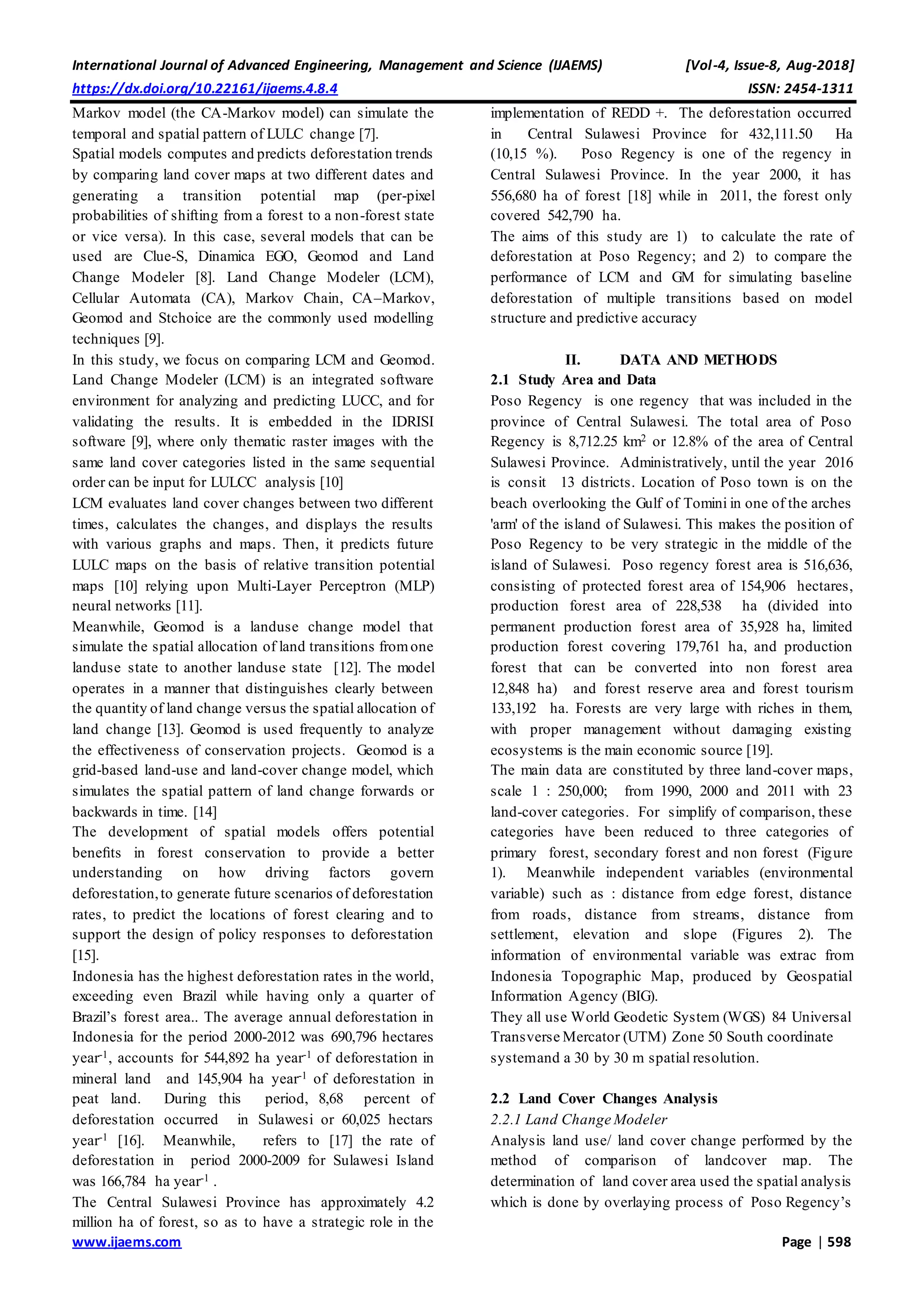 Comparing of Land Change Modeler and Geomod Modeling for the Assessment of Deforestation (Case ...