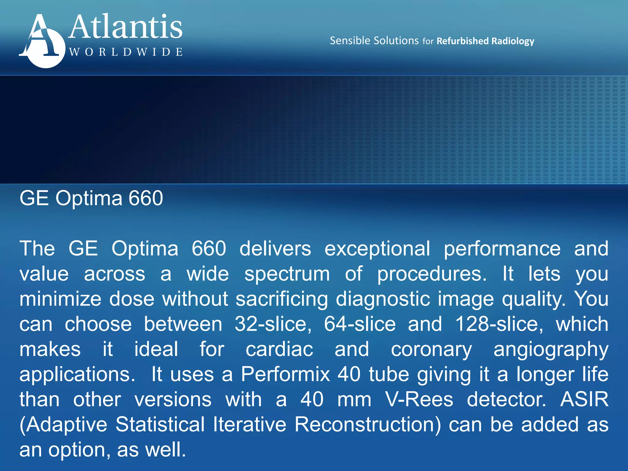 4 Comparisons: GE Optima CT Scanners | PDF