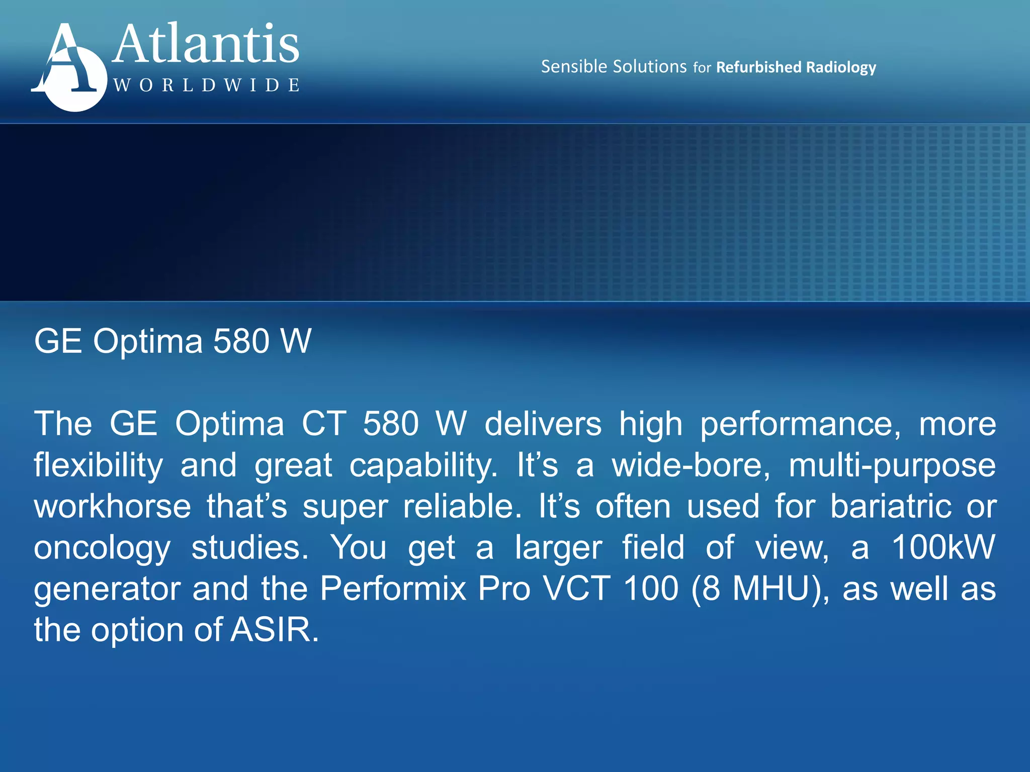 4 Comparisons: GE Optima CT Scanners | PDF