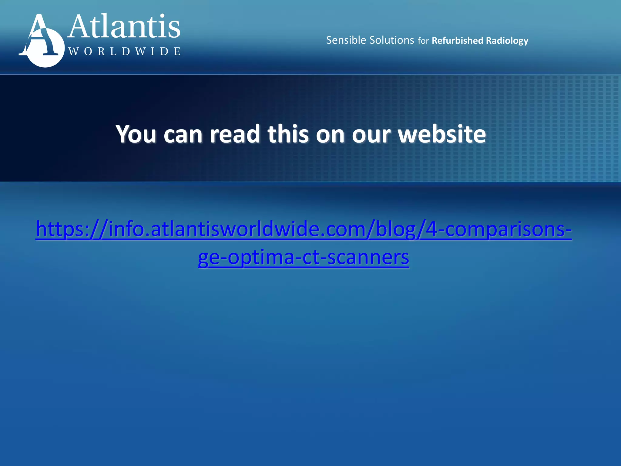 4 Comparisons: GE Optima CT Scanners | PDF