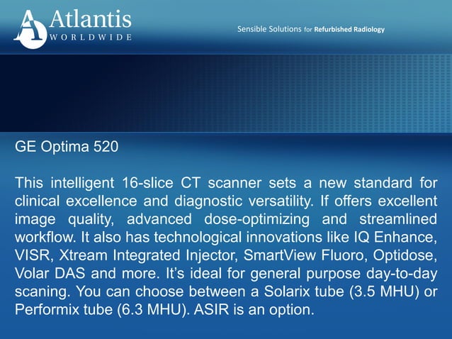 4 Comparisons: GE Optima CT Scanners | PDF | Technology Industry | Industries