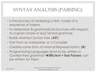 4 compiler lab - Syntax Ana | PPTX