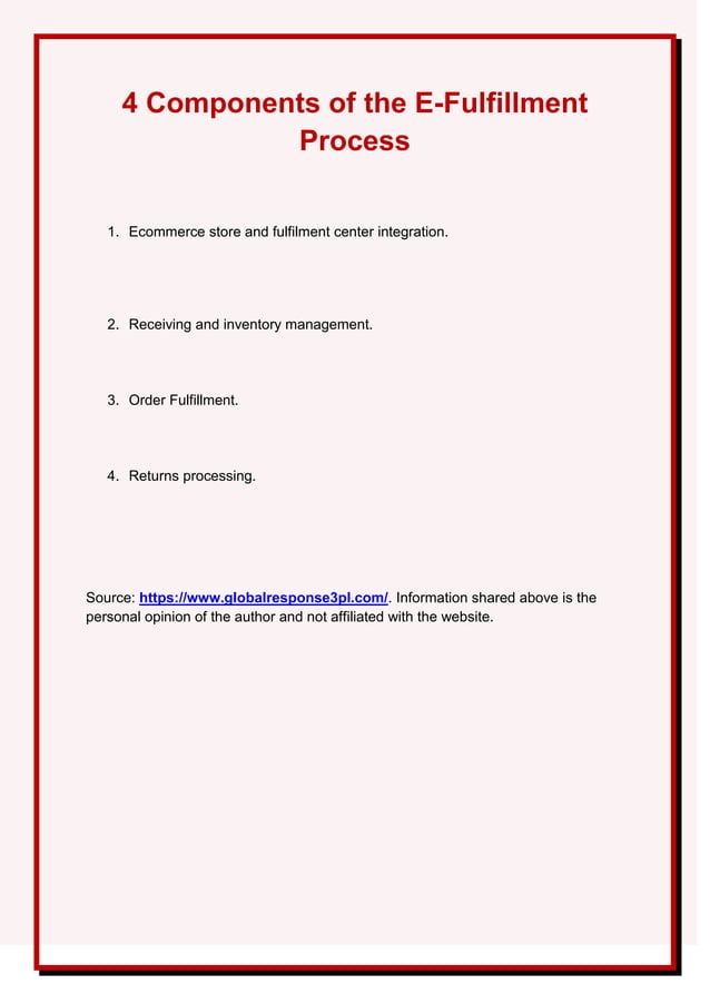 4 Components of the E-Fulfillment Process | PDF