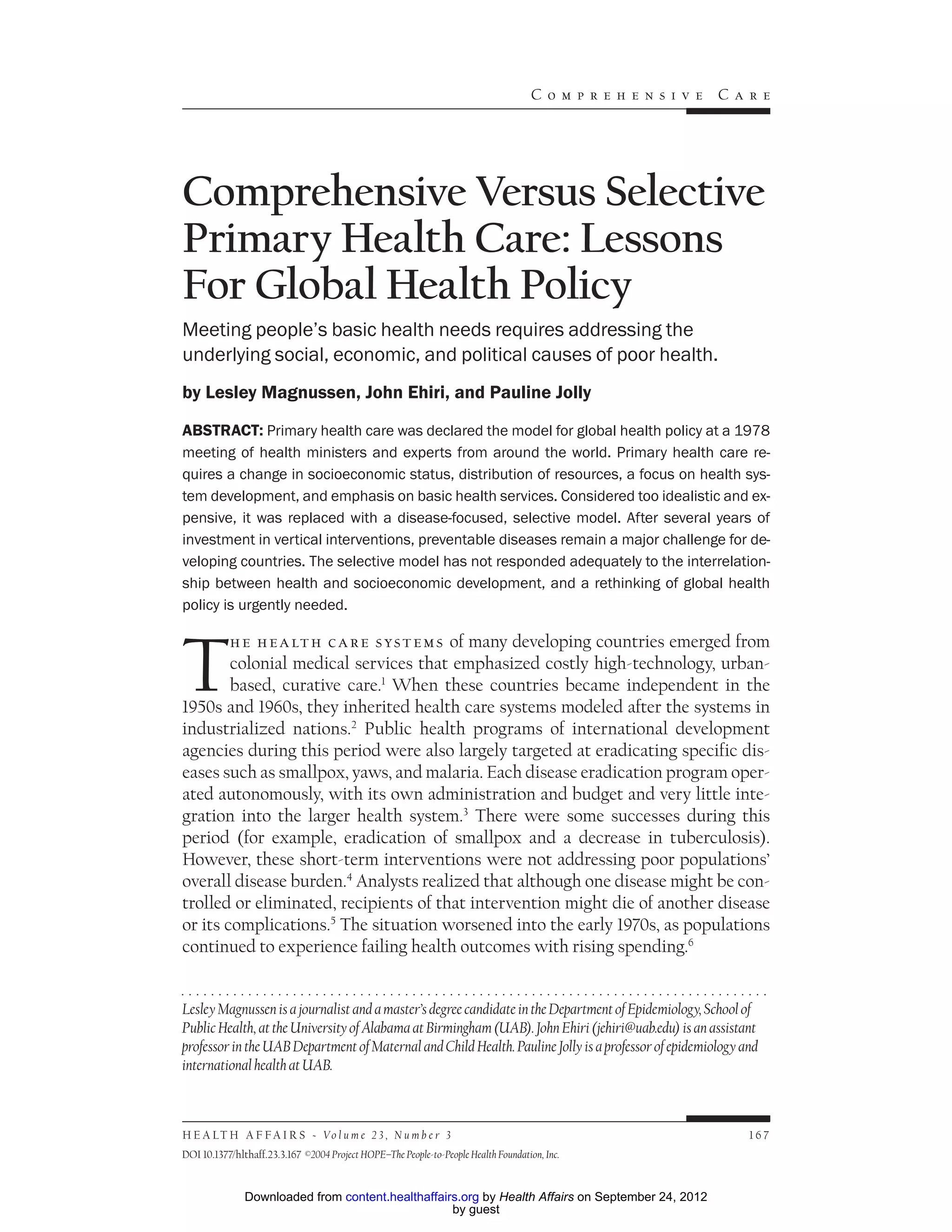 4 comprehensive versus selective lessons | PDF | Infectious Diseases ...