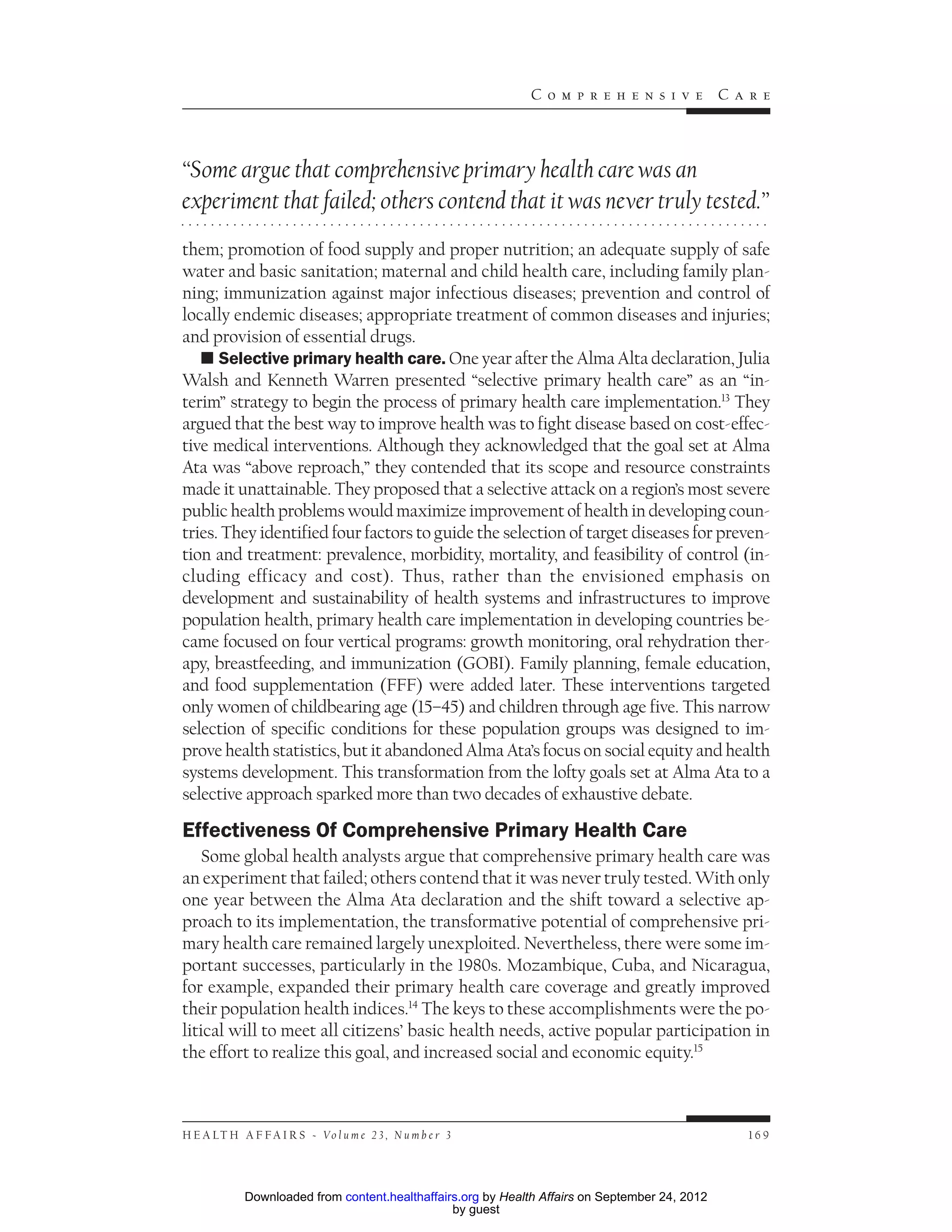 4 comprehensive versus selective lessons | PDF | Infectious Diseases ...