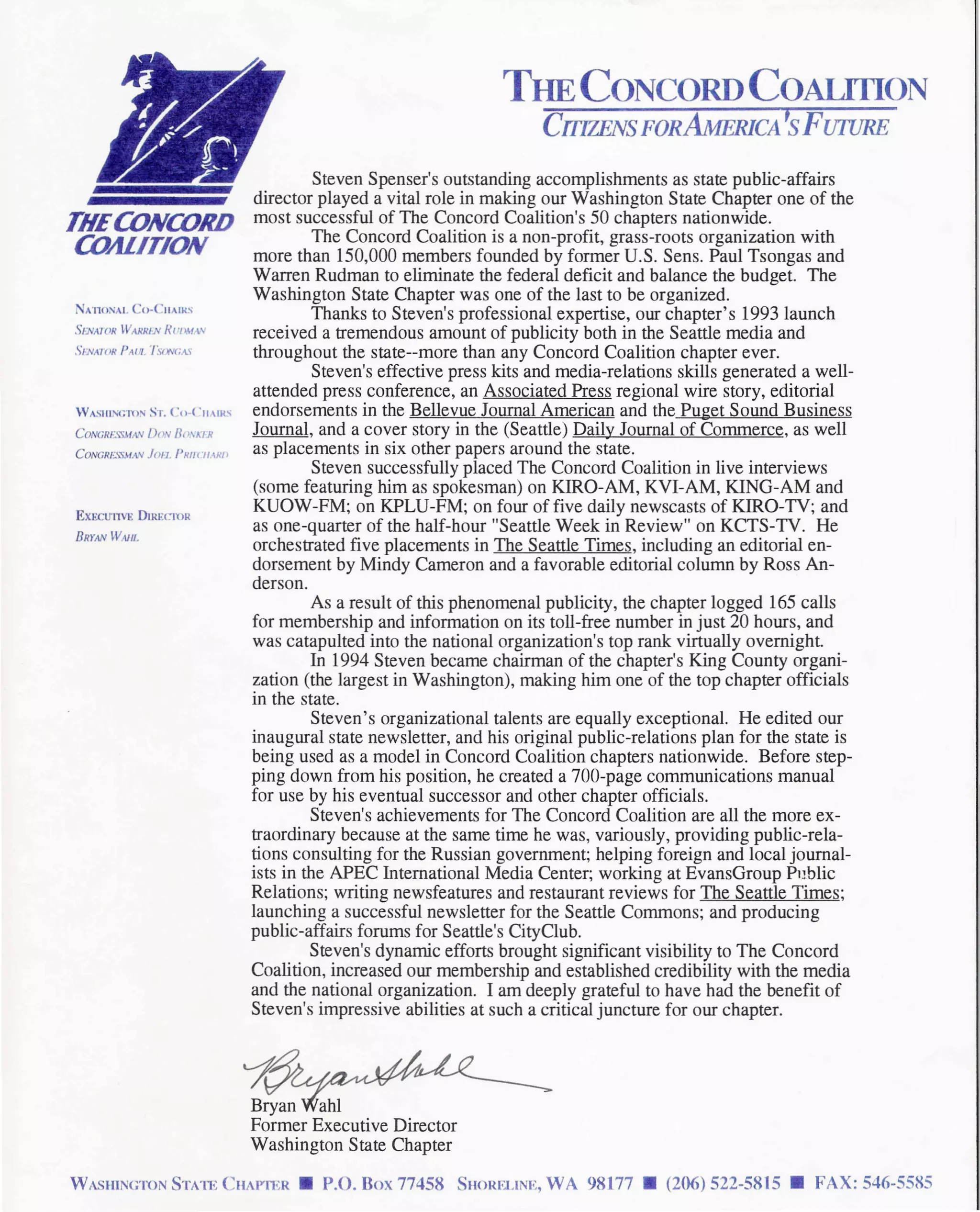 Concord Coalition letter of recommendation | PDF