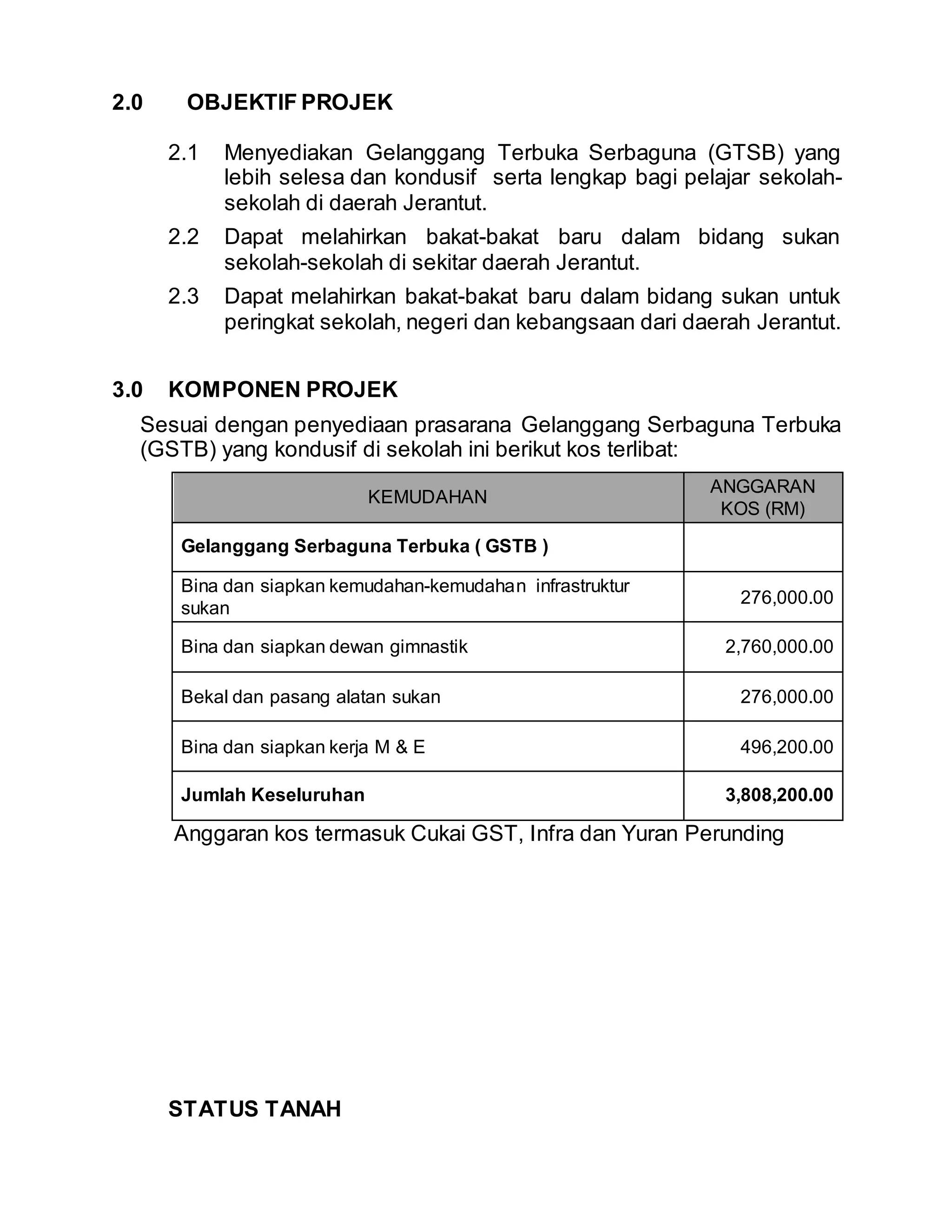 4 contoh brief projek gstb smk maran | DOCX
