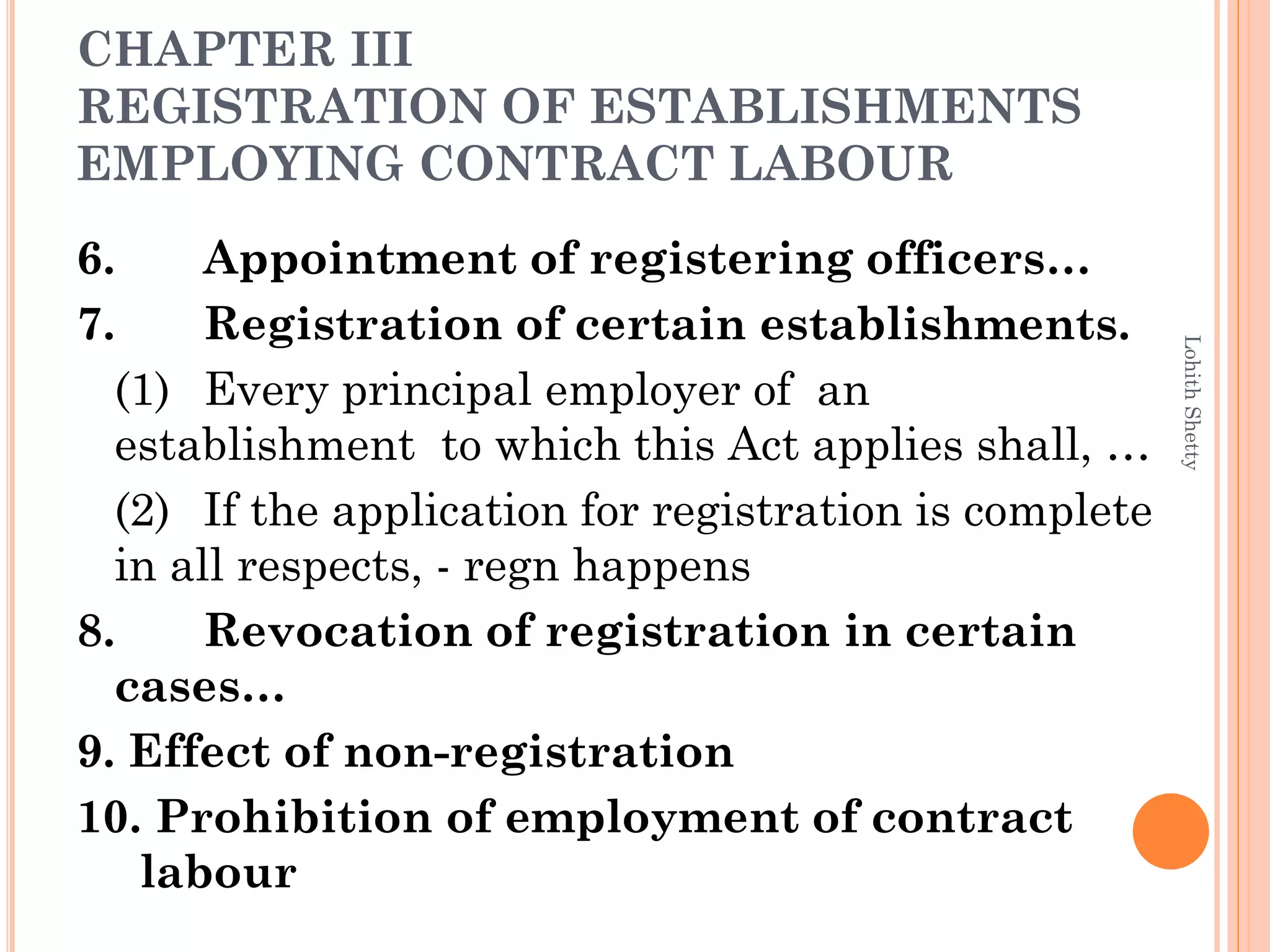 The Contract Labour Act 1970 | PDF