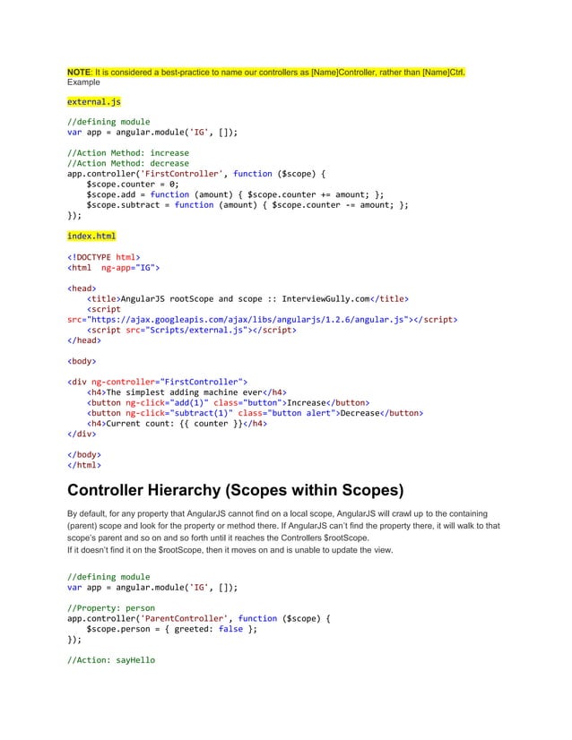 Controller in AngularJS | PDF