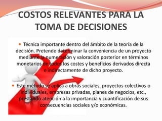 Costos relevantes para la toma de decisiones | PDF