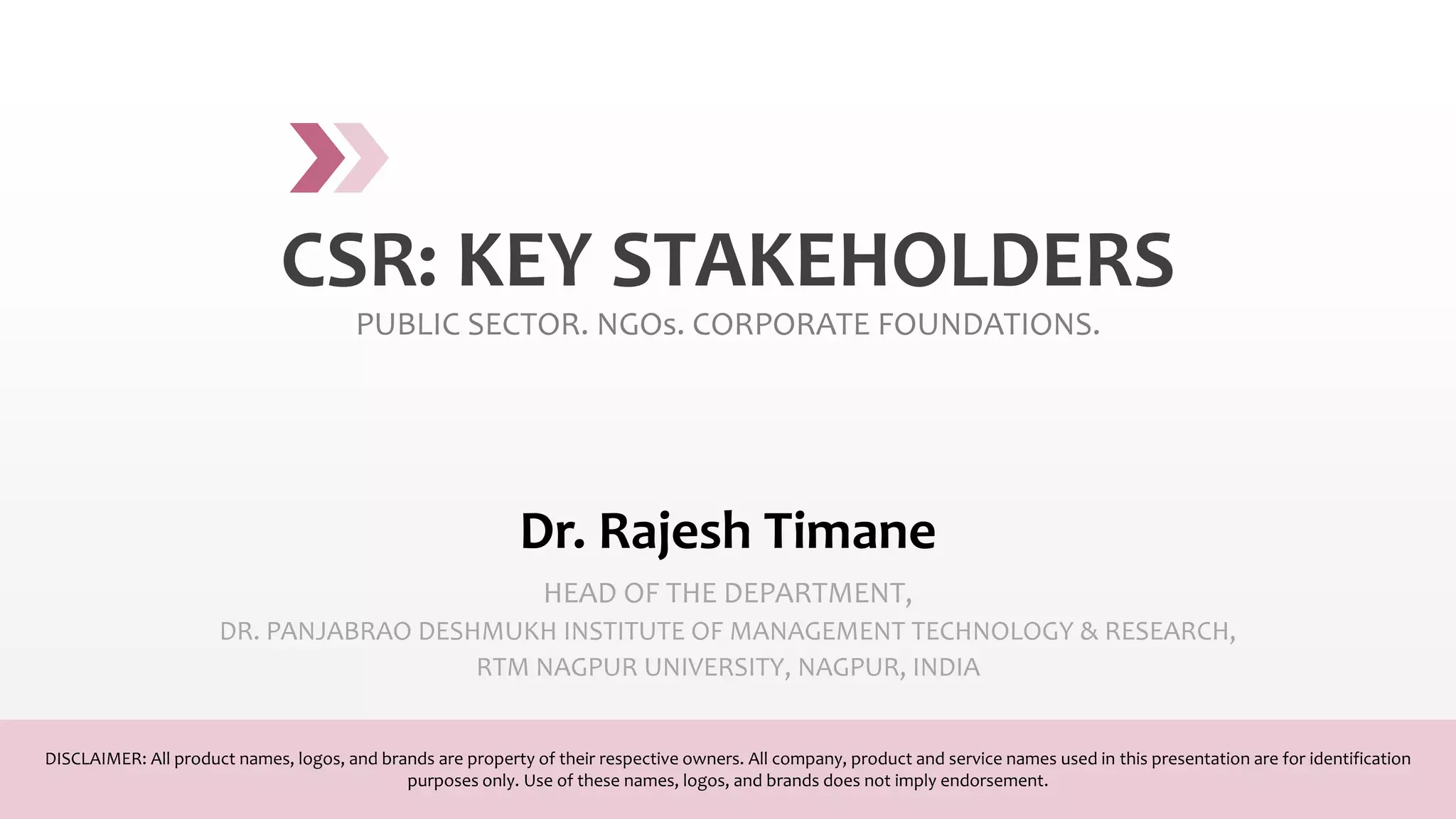 csr key stakeholders | PPT