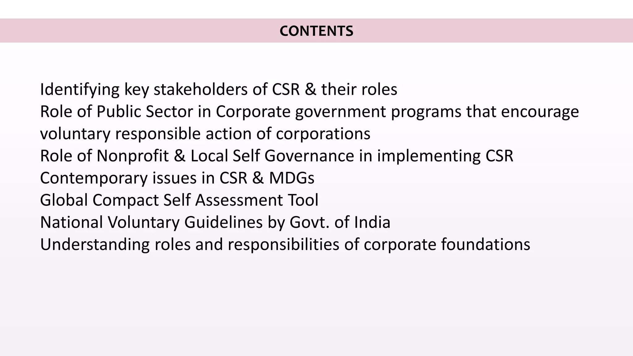 csr key stakeholders | PPT