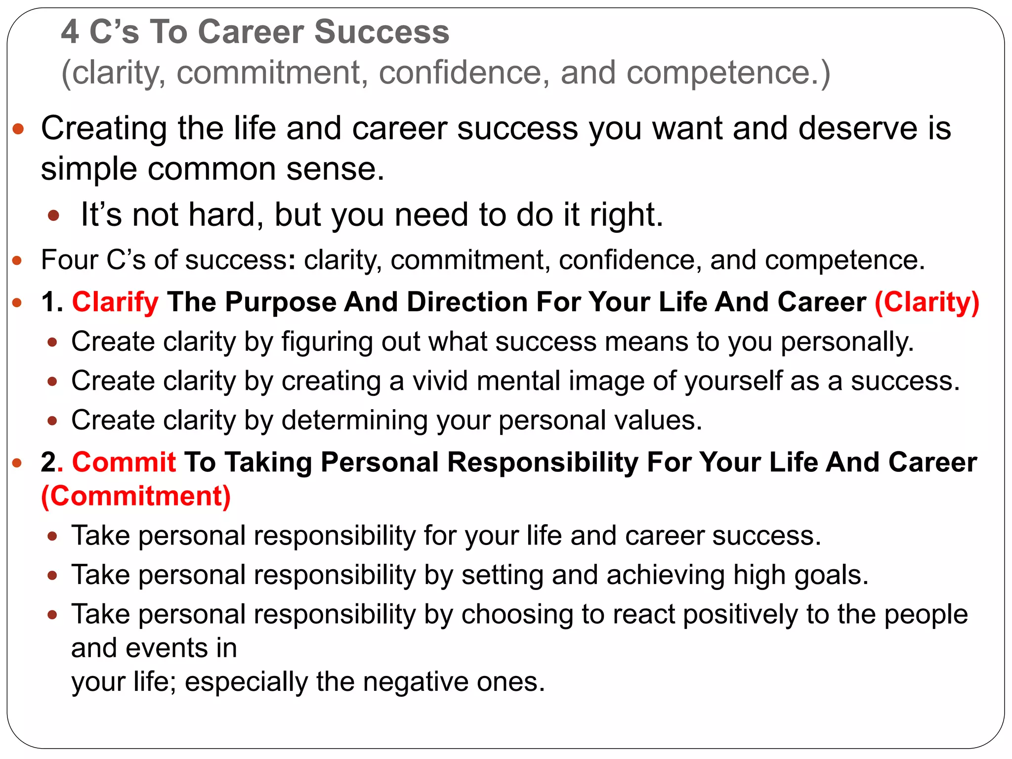 4 c’s to Career success | PPT