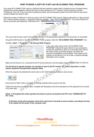 How to use 4D Copy Tool - 4D Cloning Tool Use Manual | VtoolShop | PDF