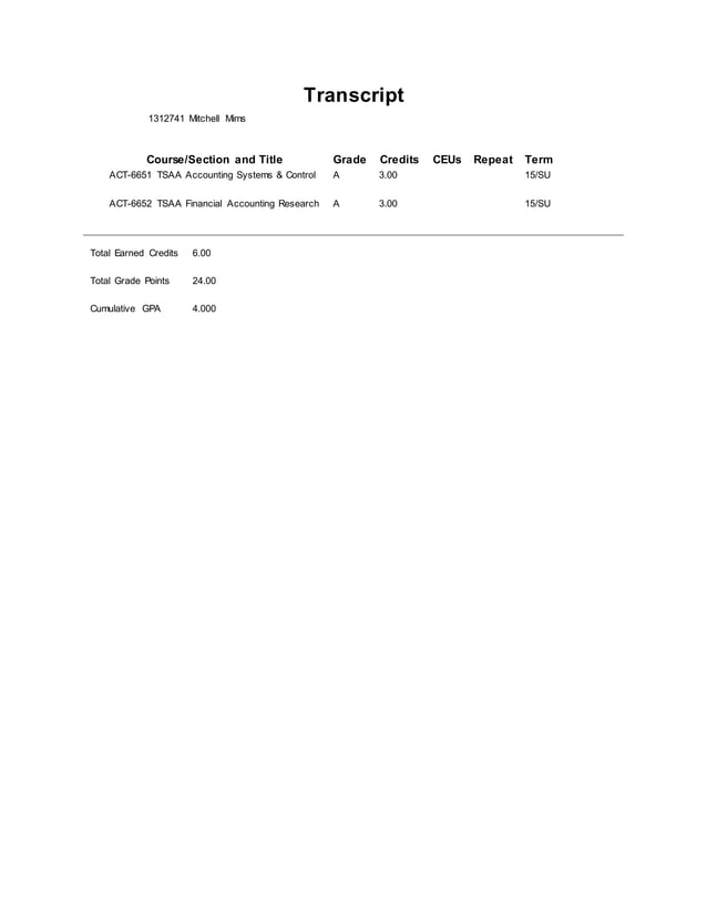 Graduate Transcript | PDF