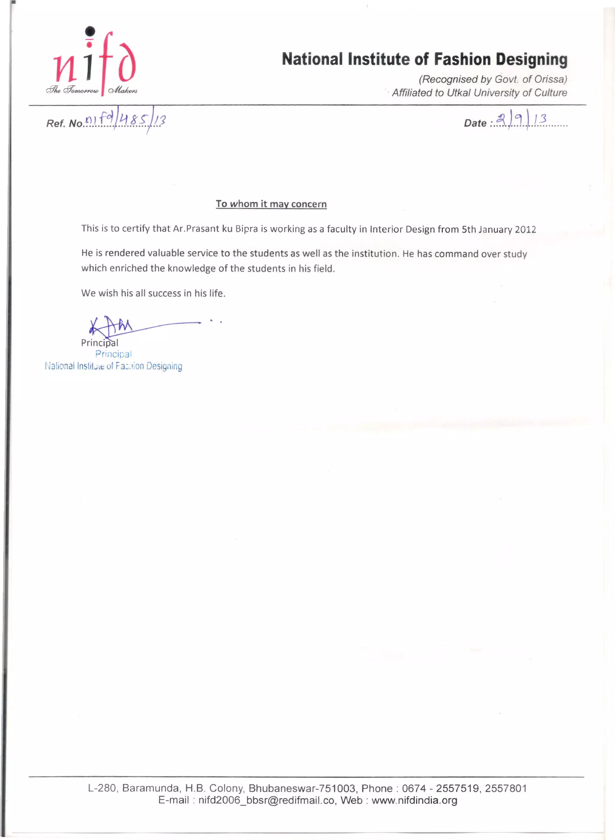 NIfd experience certificate | PDF