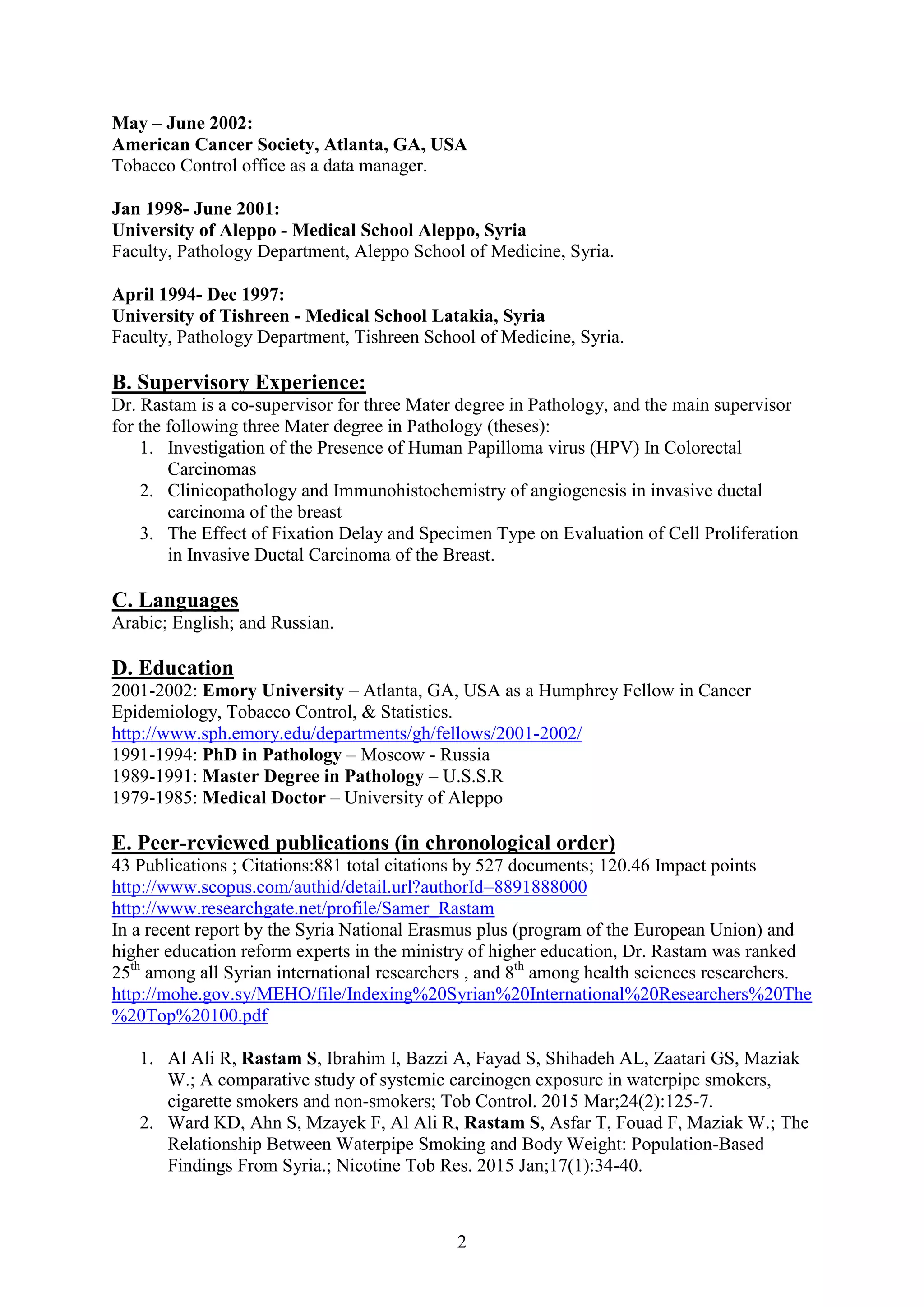 Resume-CV Samer Rastam | PDF