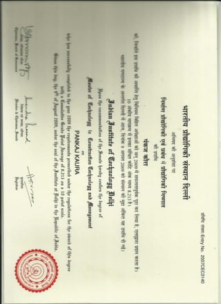 M.Tech. Degree Certificate | PDF