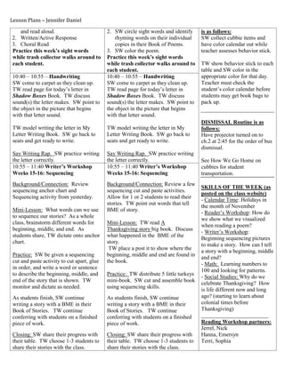 Kindergarten Lesson Plan Example | PDF