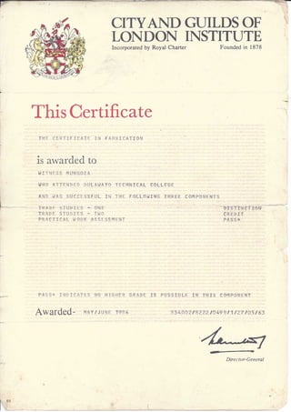 City and Guilds Certificate | PDF