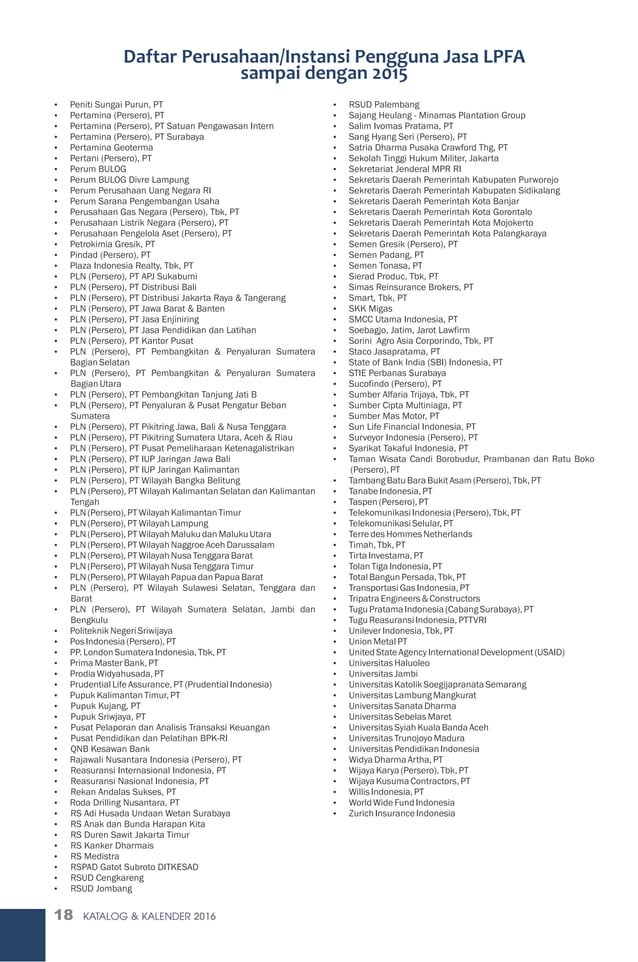 Katalog LPFA & Kalender Program 2016 | PDF