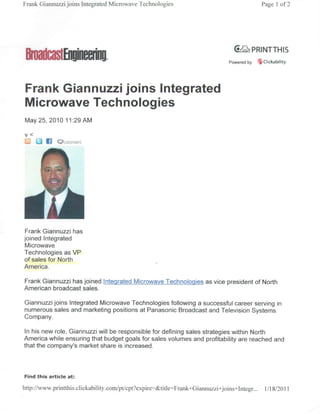 Frank Giannuzzi_VP_PressRelease | PDF