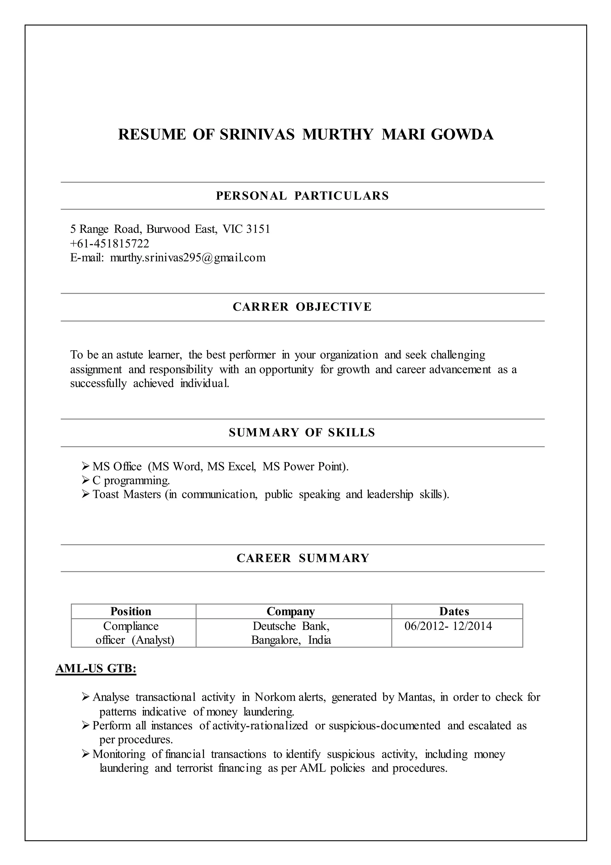 Srinivas Murthy-Resume | DOCX