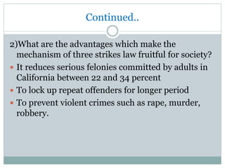 RM Presentation on three strikes law | PPT