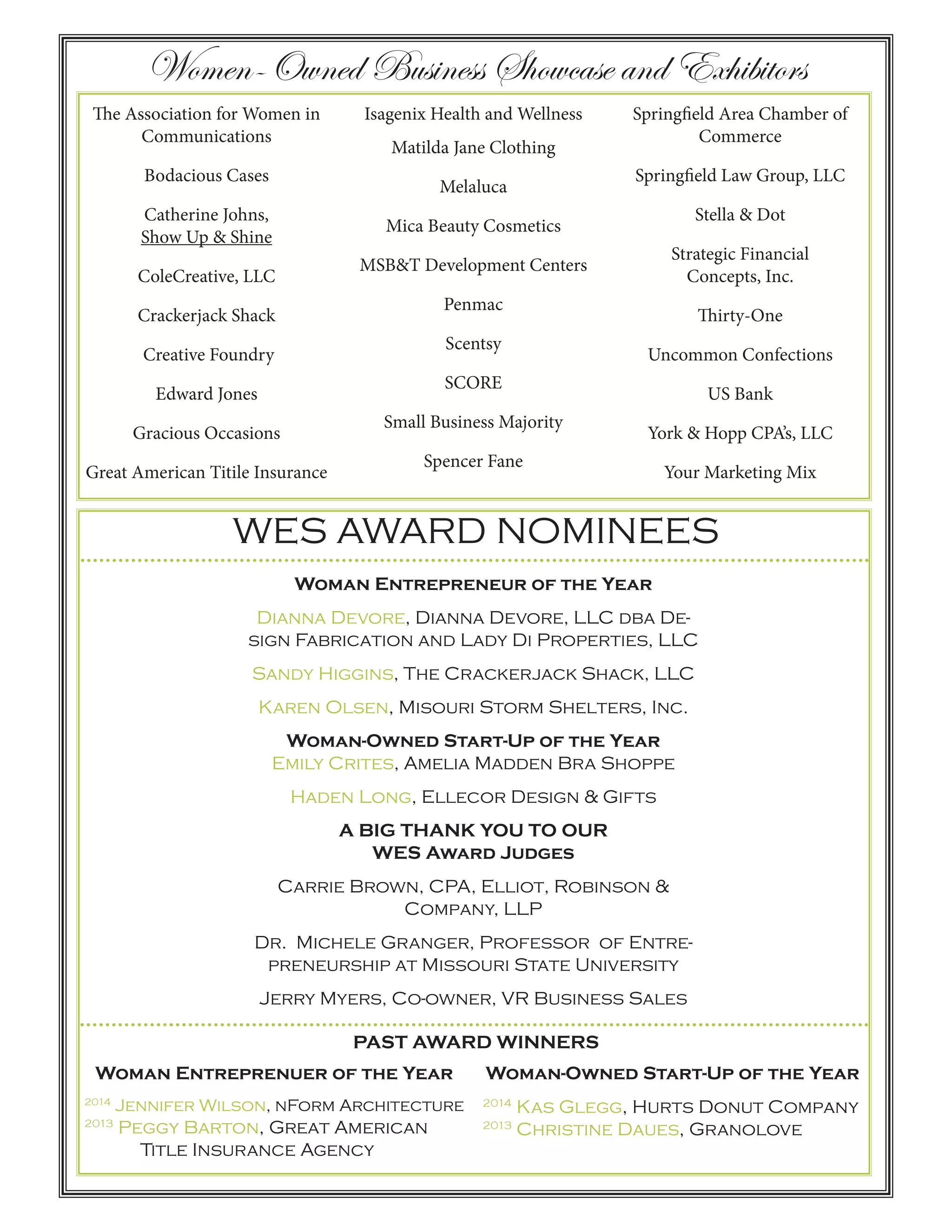 WES 2015 Program Insert | PDF | Events